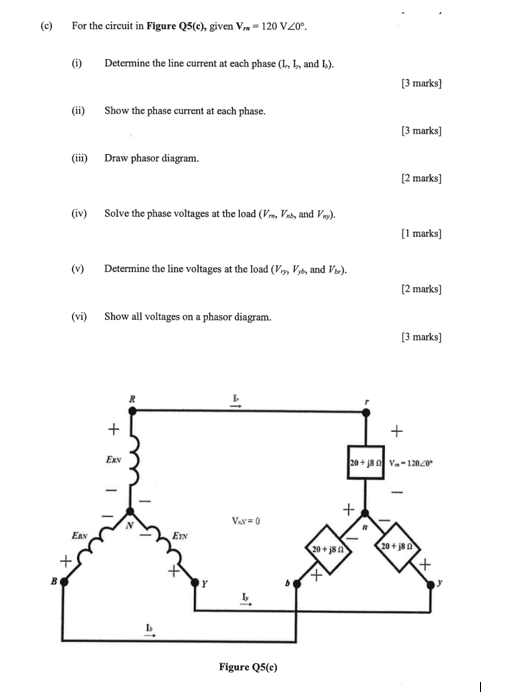 Solved (c) For the circuit in Figure Q5(c), given Vrm=120 | Chegg.com