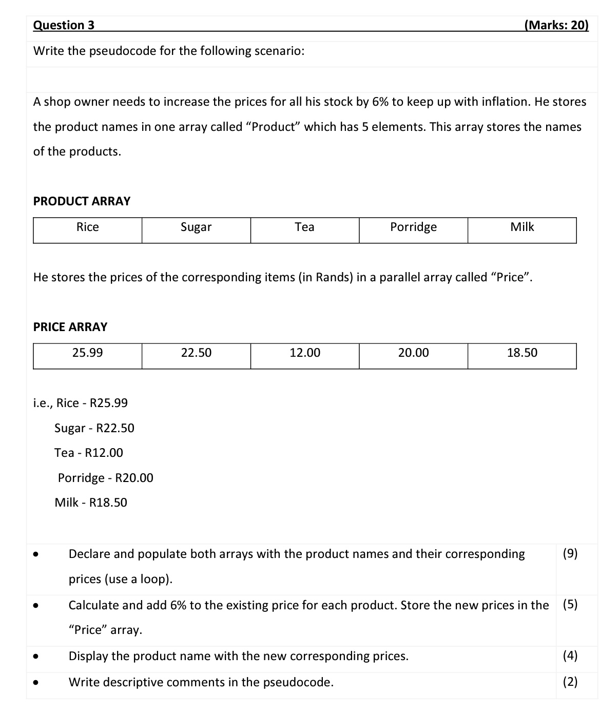 Solved Write the pseudocode for the following scenario: A | Chegg.com