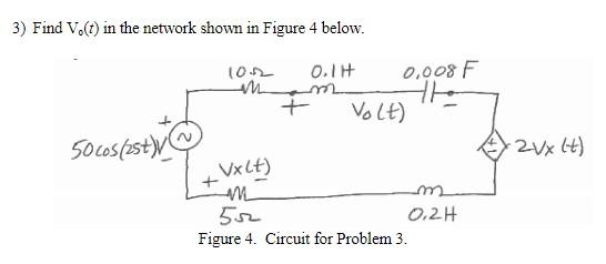 Solved 3) Find V0(t) in the network shown in Figure 4 below. | Chegg.com