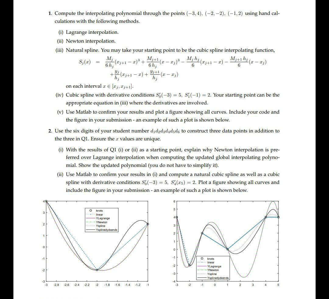 Solved 1. Compute the interpolating polynomial through the | Chegg.com