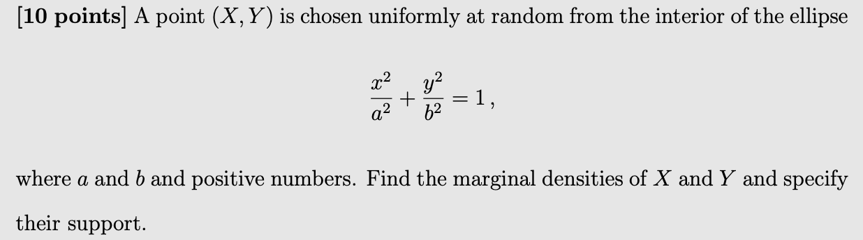 Solved [10 ﻿points] ﻿A point (x,Y) ﻿is chosen uniformly at | Chegg.com