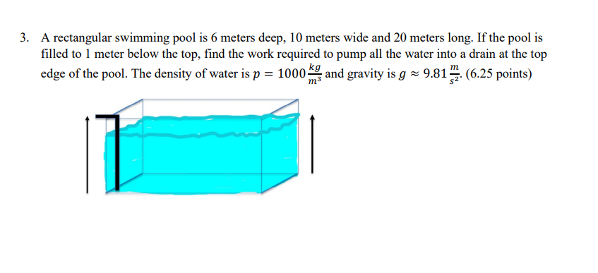 Solved A rectangular swimming pool is 6 meters deep, 10 | Chegg.com