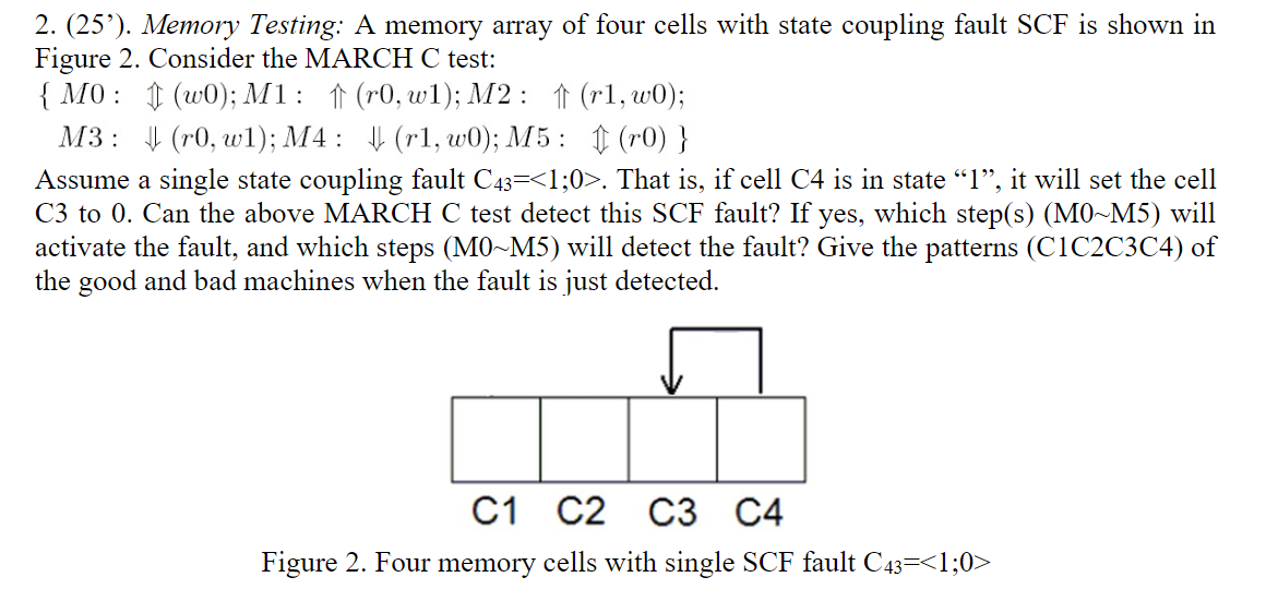 2. (25'). Memory Testing: A memory array of four | Chegg.com