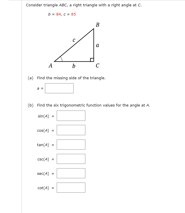 Solved Consider triangle ABC, a right triangle with a right | Chegg.com