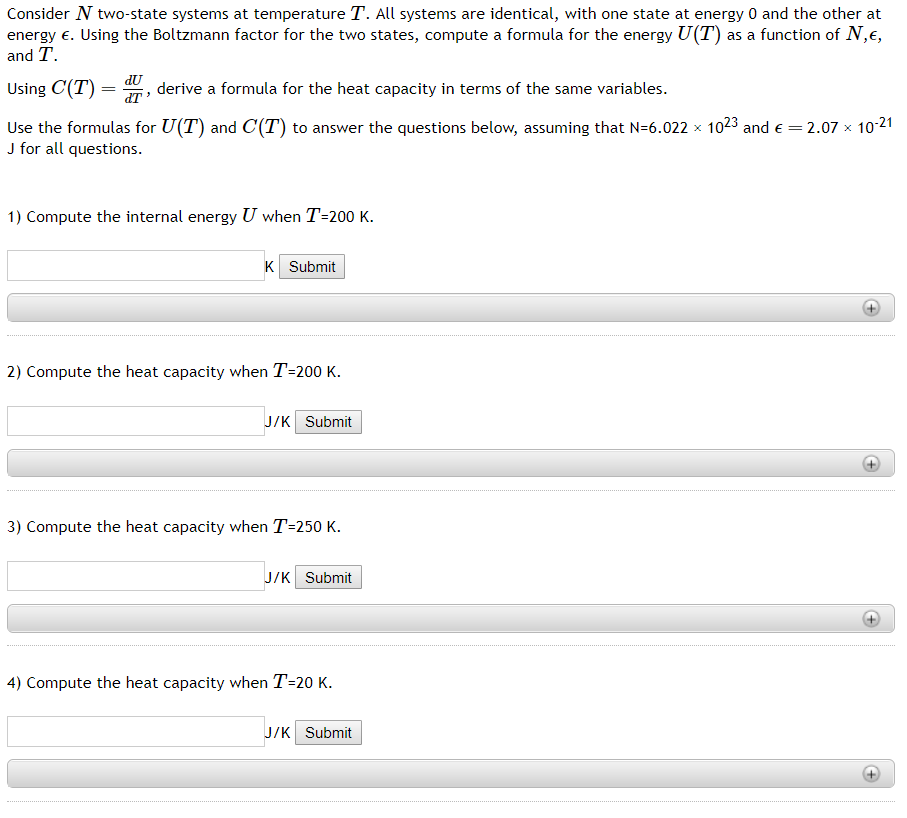 Solved Consider N two-state systems at temperature T. All | Chegg.com