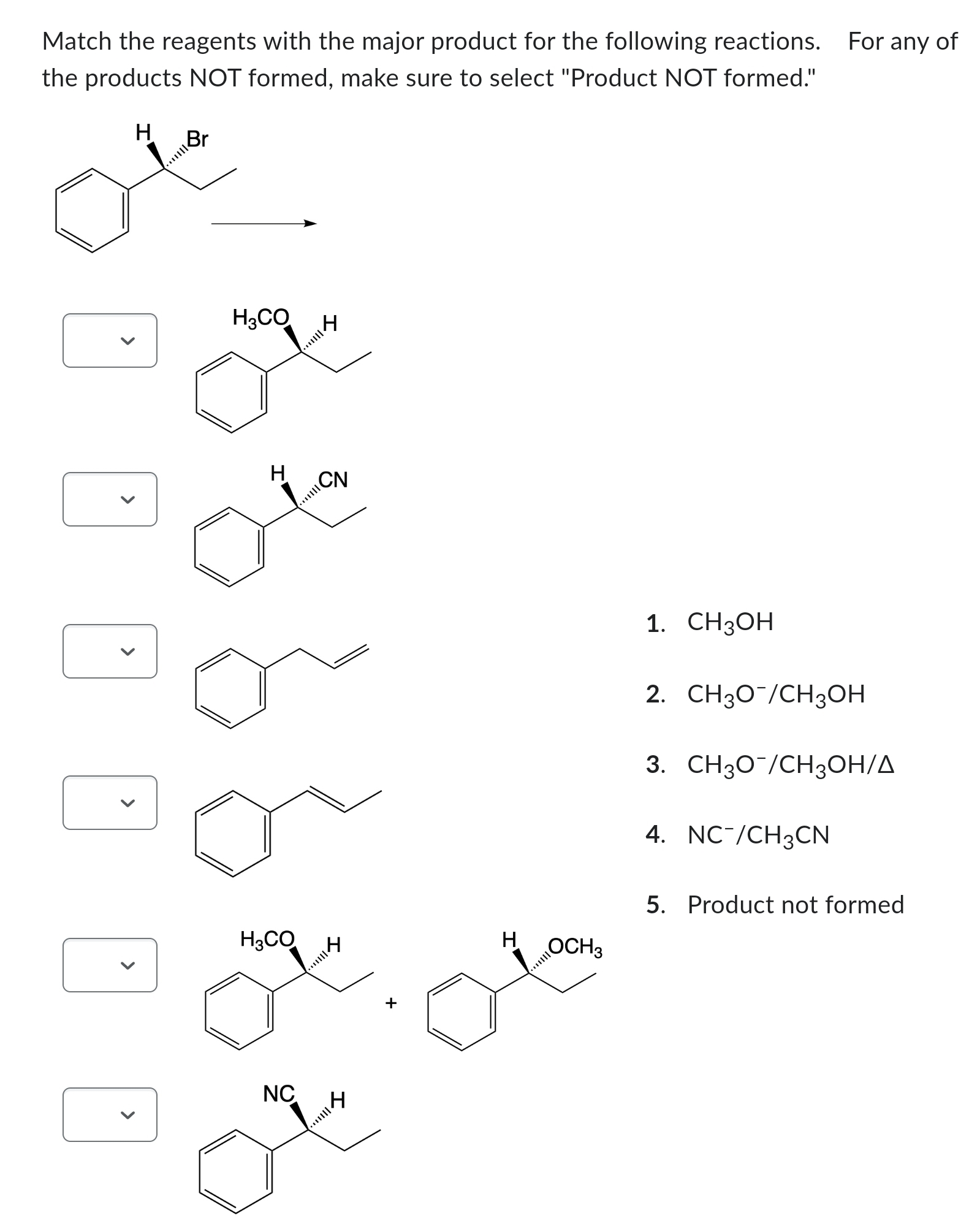 Solved Match the reagents with the major product for the | Chegg.com