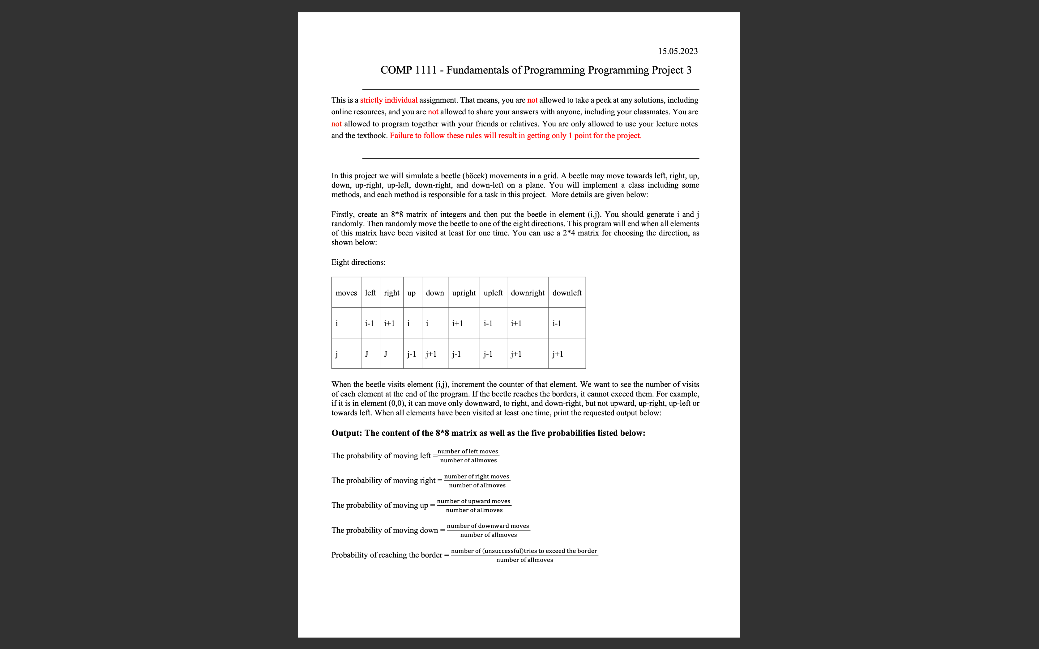 Solved Final matrix: Submission Instructions - Make sure | Chegg.com