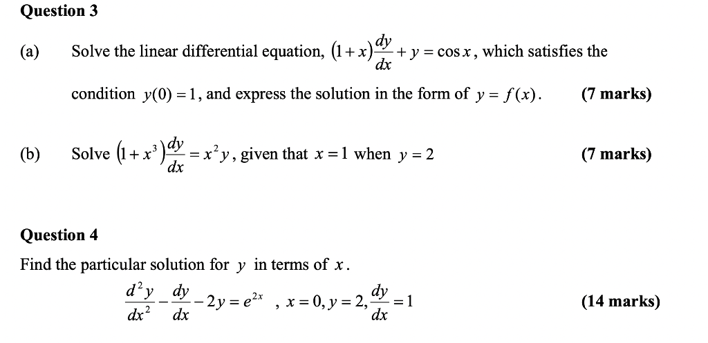 Solved Question 3 (a) Solve the linear differential | Chegg.com