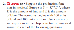 Solved 2. LaunchPad. Suppose the production func- tion in | Chegg.com