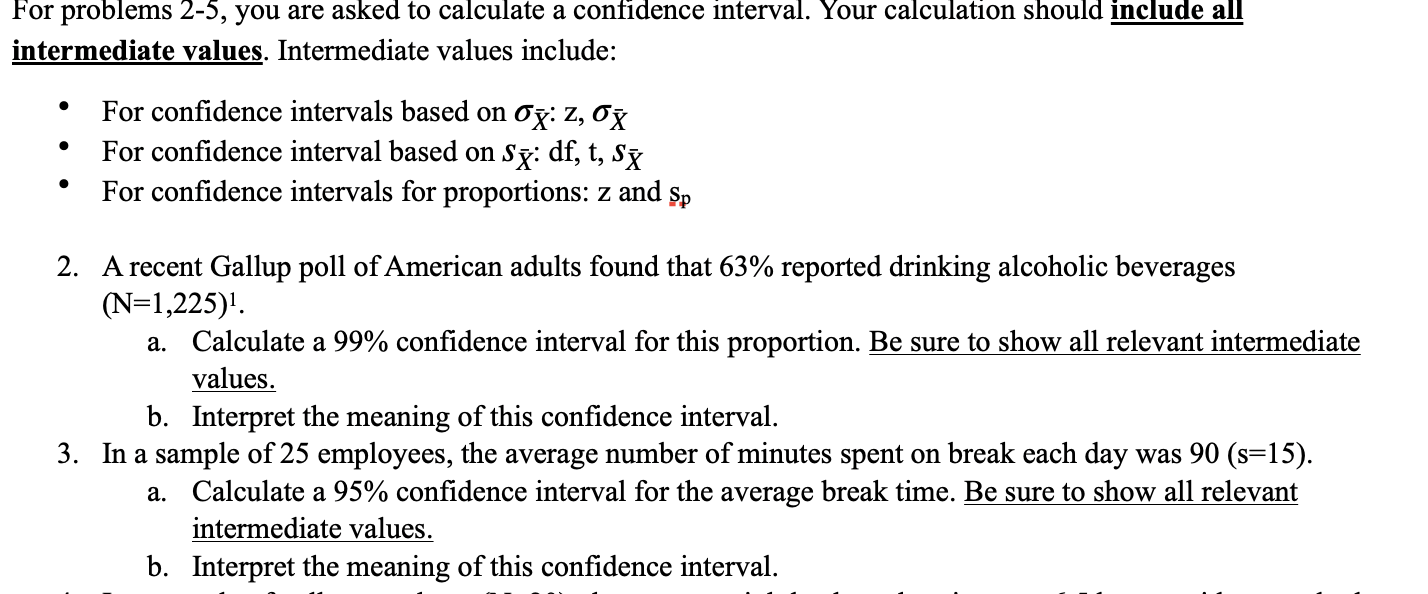 Solved For problems 2-5, you are asked to calculate a | Chegg.com