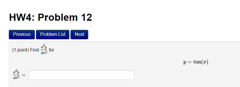 Solved HW4: Problem 12 Previous Problem List Next (1 point) | Chegg.com