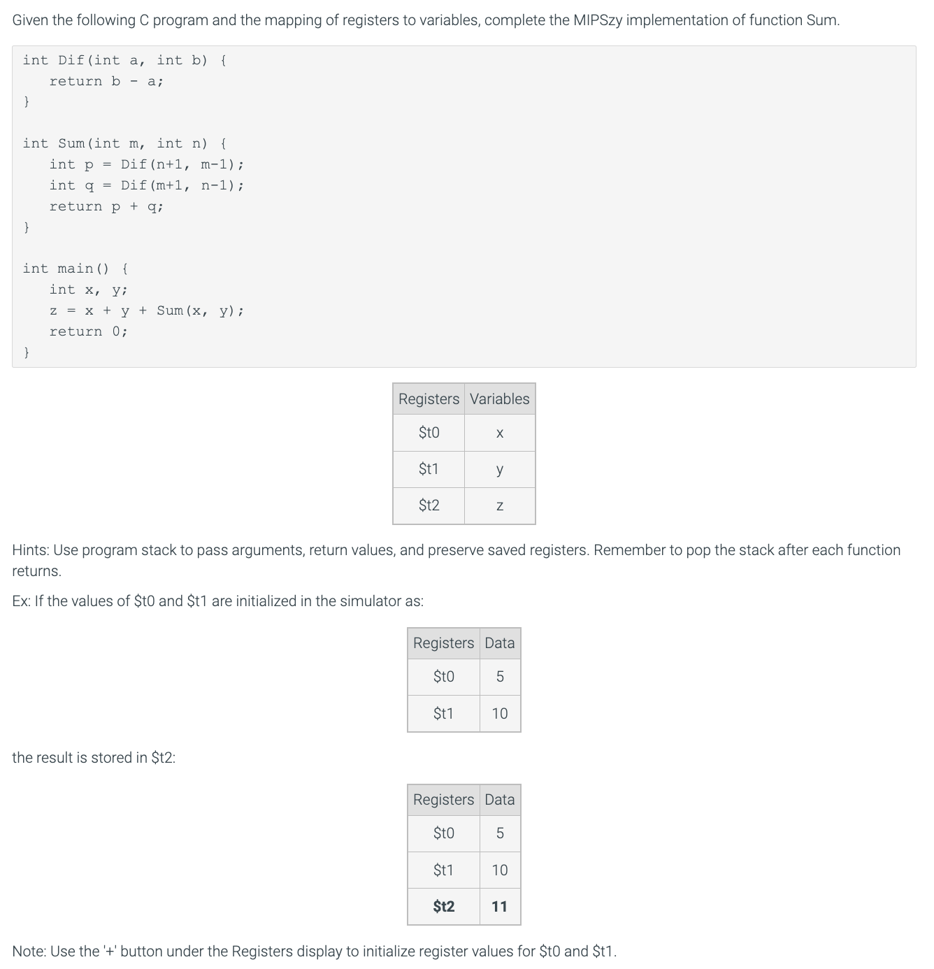 Solved ASSEMEBLYaddi $sp, $zero, 8188 # Assume program | Chegg.com
