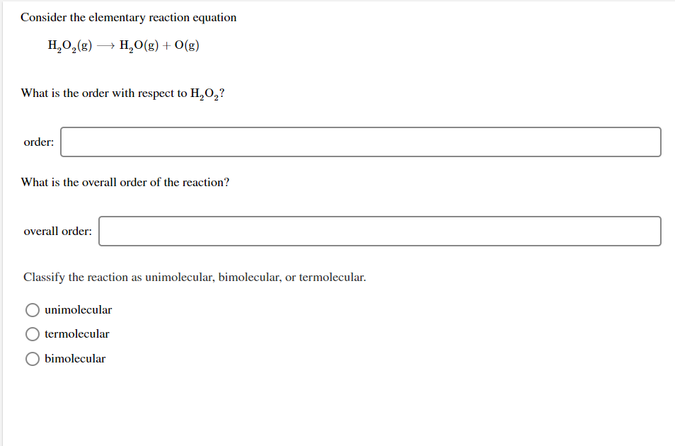 Solved Consider the elementary reaction equation H,02(g) + | Chegg.com