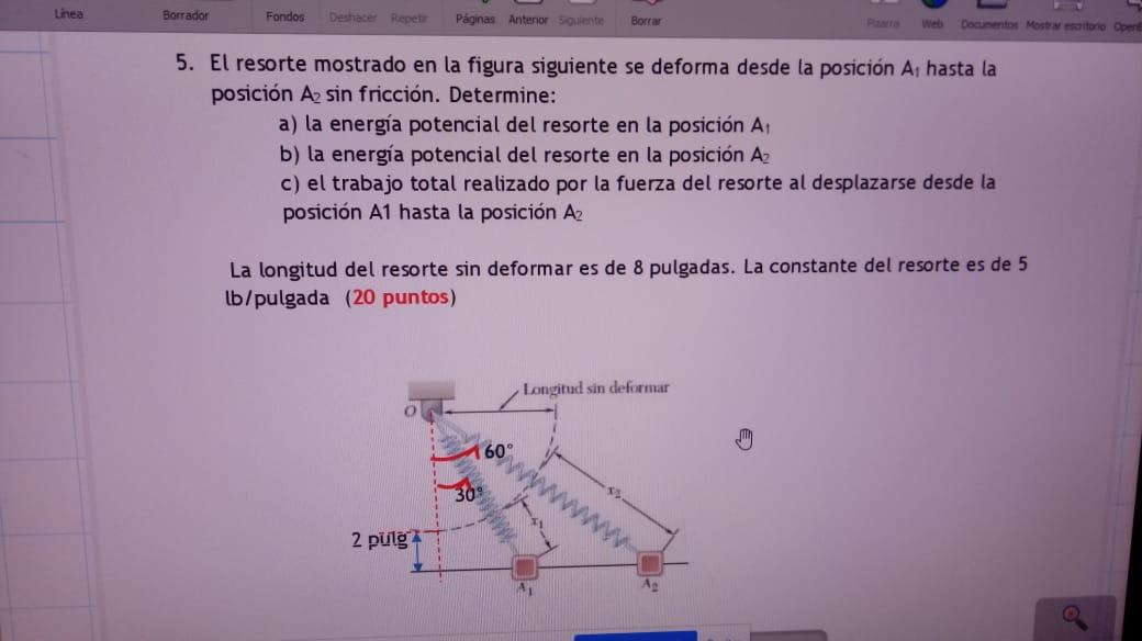 Solved the spring shown in the figure below is deformed from | Chegg.com