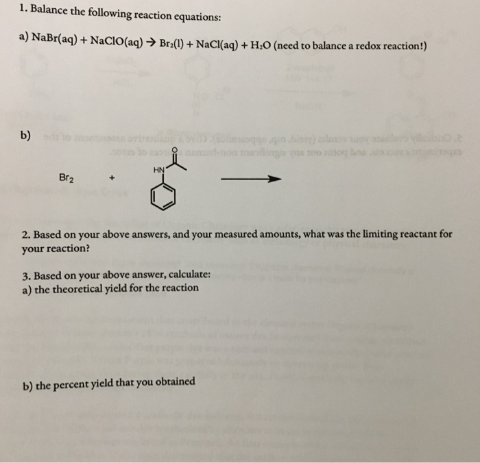 Solved Balance the following reaction equations: NaBr(aq) + | Chegg.com