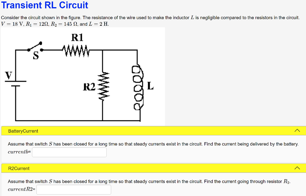 Solved Transient RL Circuit Consider the circuit shown in | Chegg.com