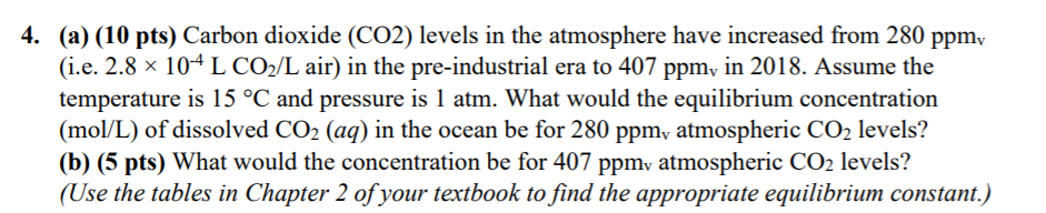 Solved 4. (a) (10 pts) Carbon dioxide (CO2) levels in the | Chegg.com