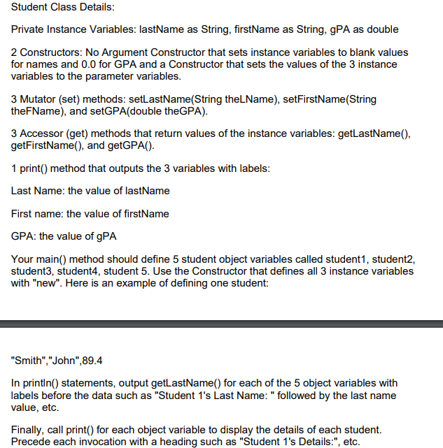 Solved You are to create a program that will use a Student | Chegg.com