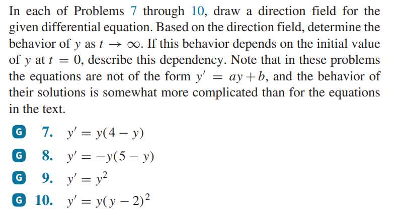 Solved In each of Problems 7 through 10, draw a direction | Chegg.com