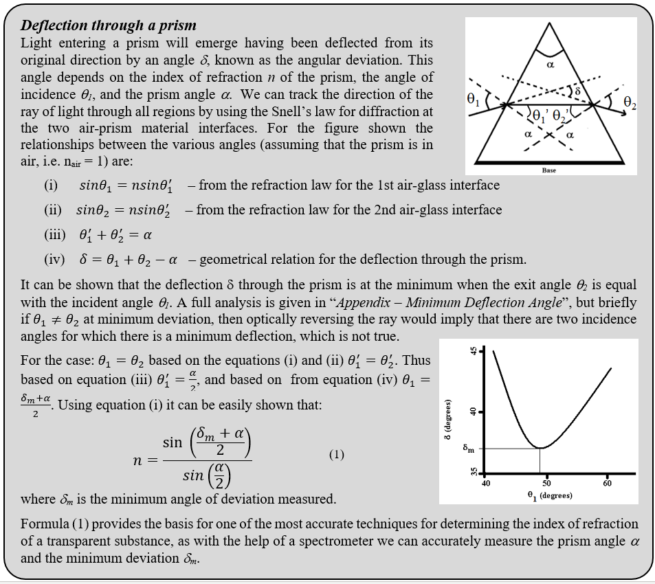 Solved a Base Deflection through a prism Light entering a | Chegg.com