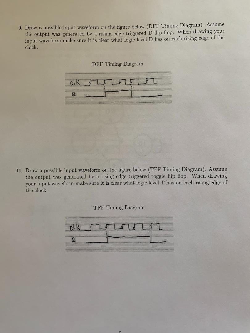 Solved 9. Draw a possible input waveform on the figure below | Chegg.com