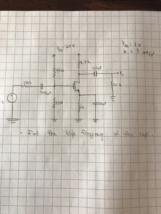 Solved High frequency analysis of caps and small signal | Chegg.com