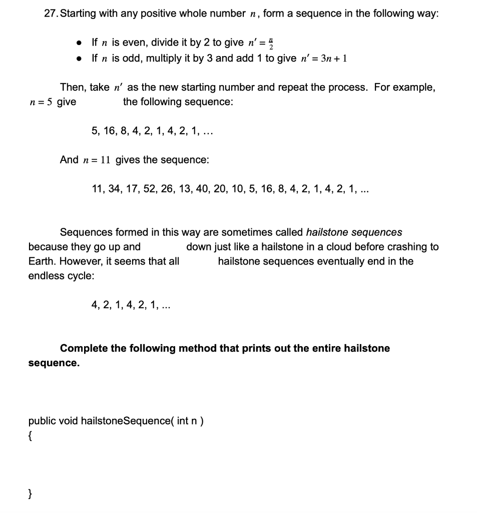 Solved [Java] Implement solution using either a ‘while’ OR a | Chegg.com