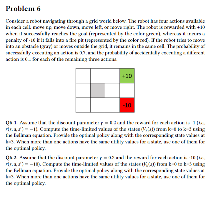 Solved Consider a robot navigating through a grid world | Chegg.com