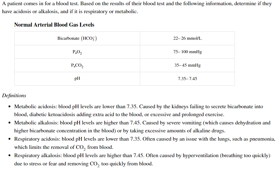 Solved A patient comes in for a blood test. Based on the | Chegg.com