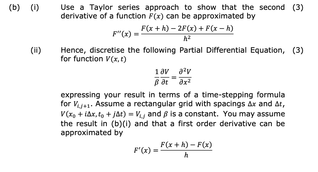 Solved Use a Taylor series approach to show that the second | Chegg.com
