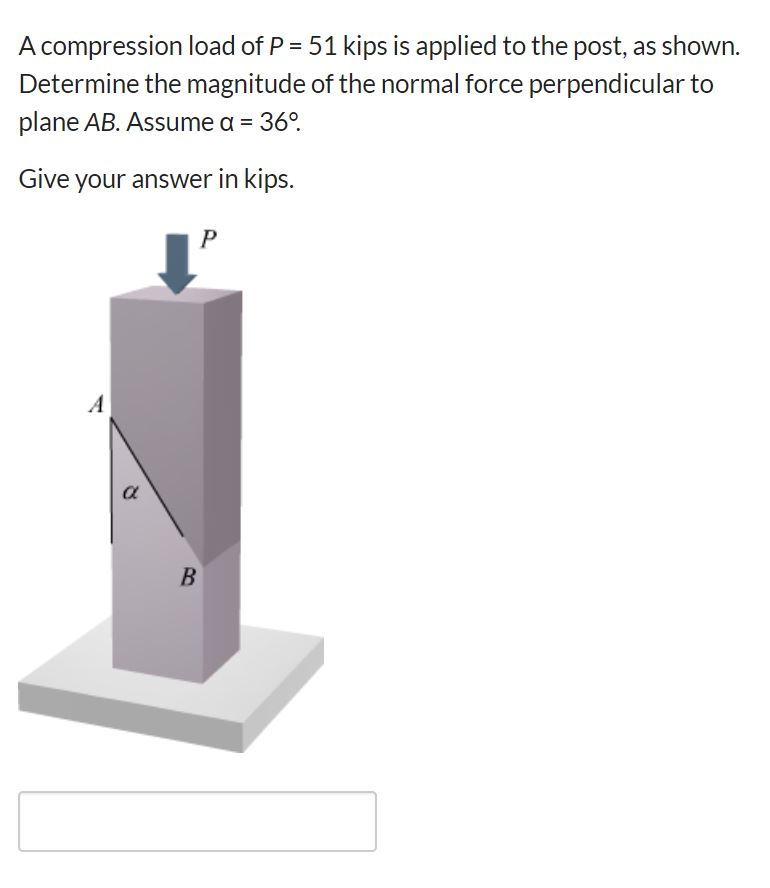 Solved A compression load of P = 51 kips is applied to the | Chegg.com
