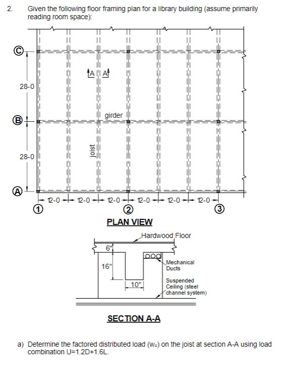 Solved 2. Given the following floor framing plan for a | Chegg.com