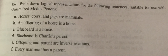 Solved Write down logical representations for the following | Chegg.com
