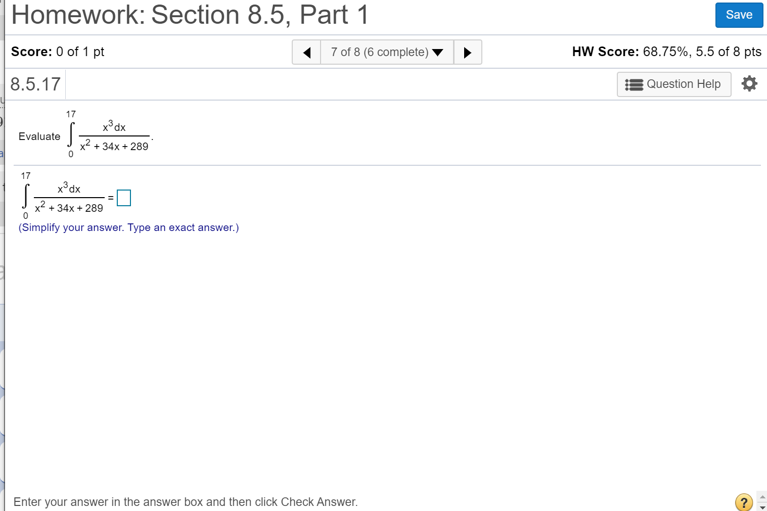 Solved Homework Section 8 5 Part 1 Save Score 0 Of 1 Pt 7