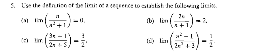 Solved 5. Use the definition of the limit of a sequence to | Chegg.com
