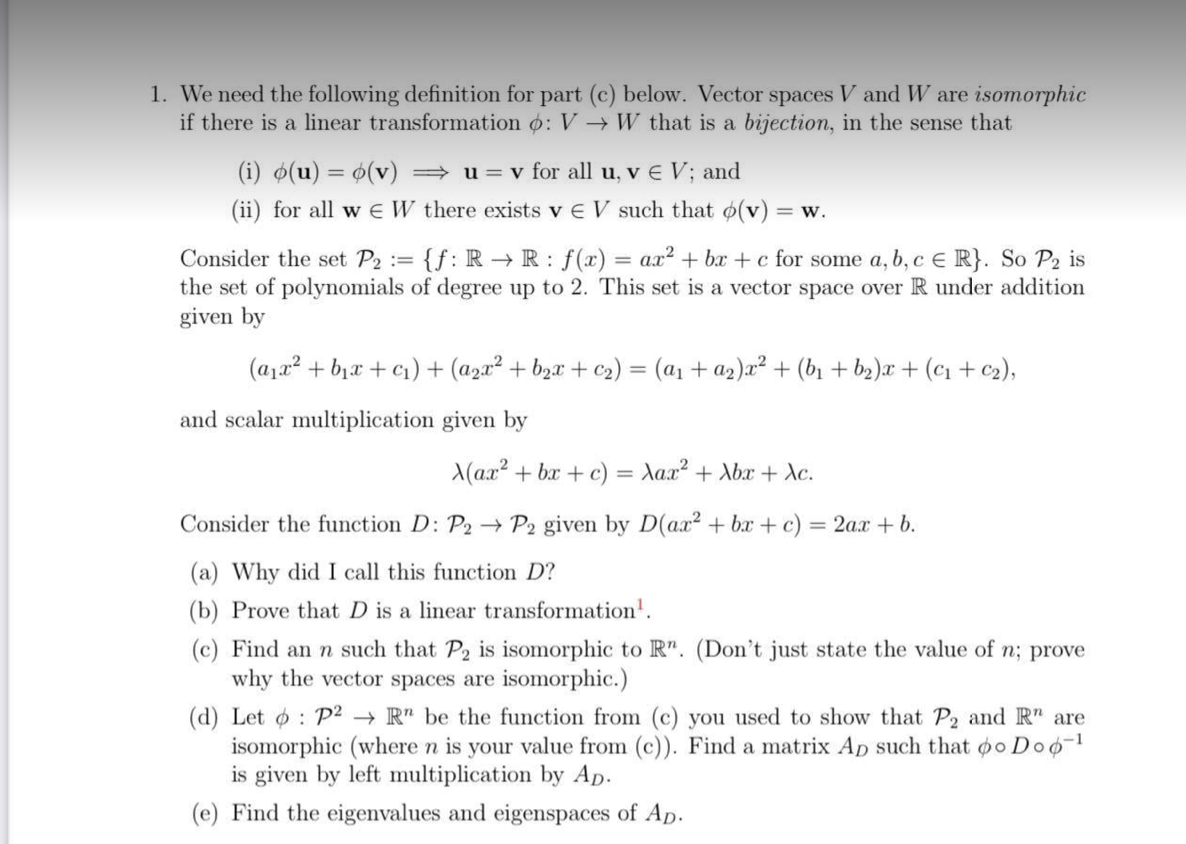 Solved 1. We need the following definition for part (c) | Chegg.com