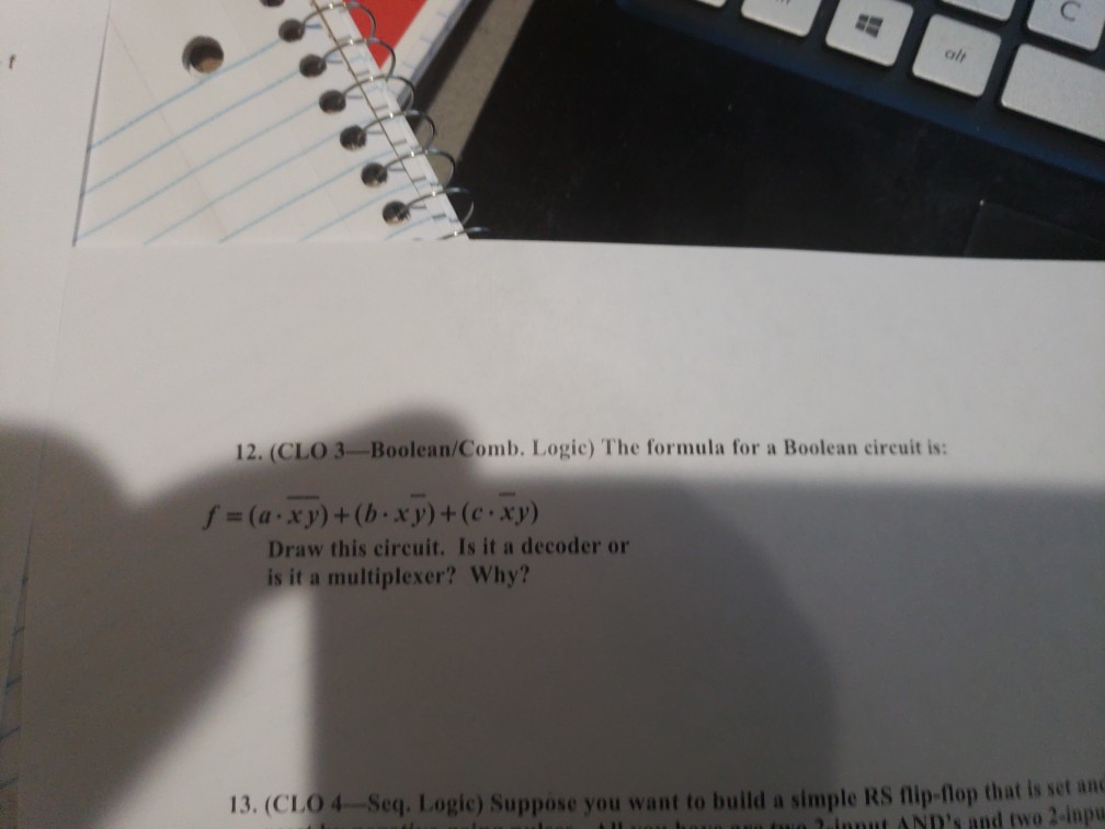Solved oly 12. (CLO3-Boolean/Comb. Logic) The formula for a | Chegg.com