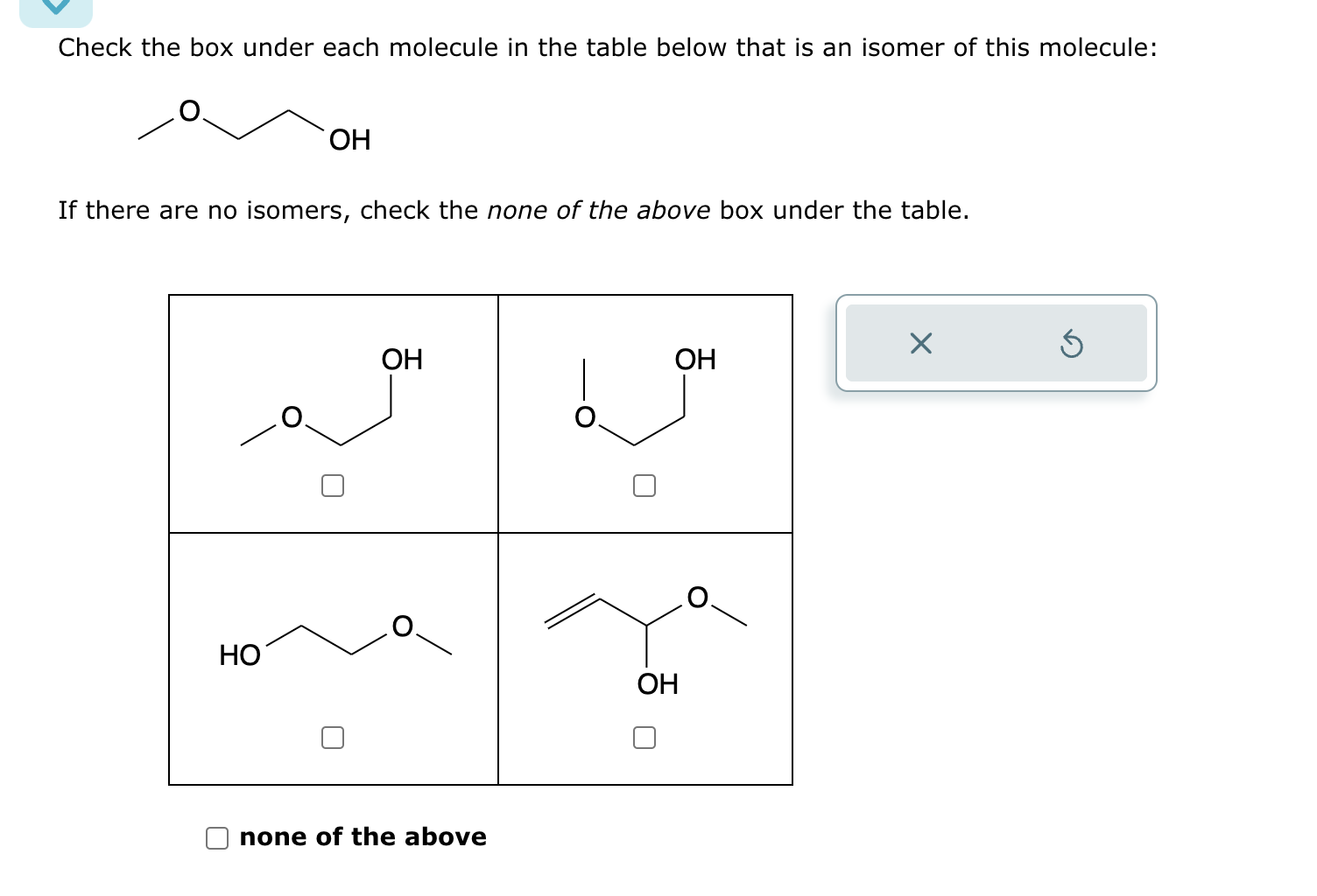 Solved Check the box under each molecule in the table below | Chegg.com