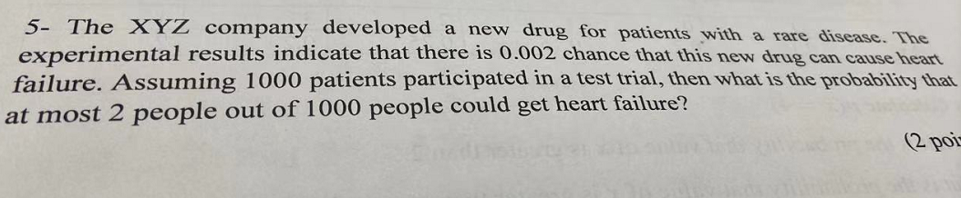Solved 5- The XYZ company developed a new drug for patients | Chegg.com