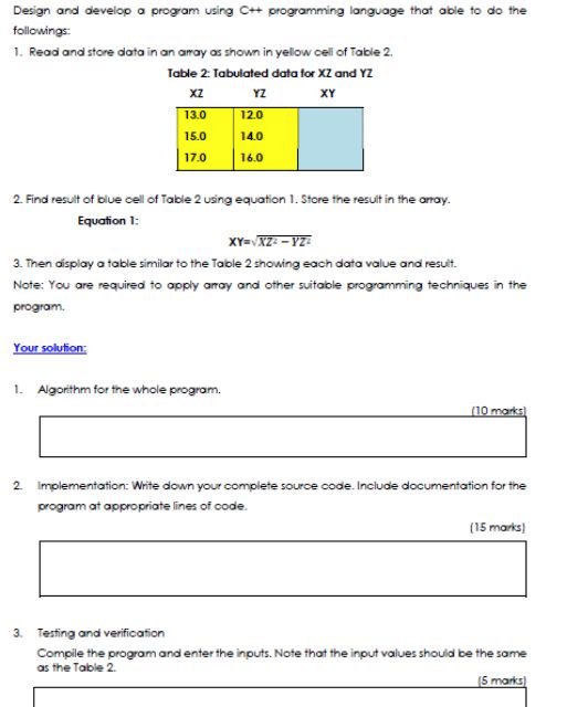 Solved Design and develop a program using C++ programming | Chegg.com