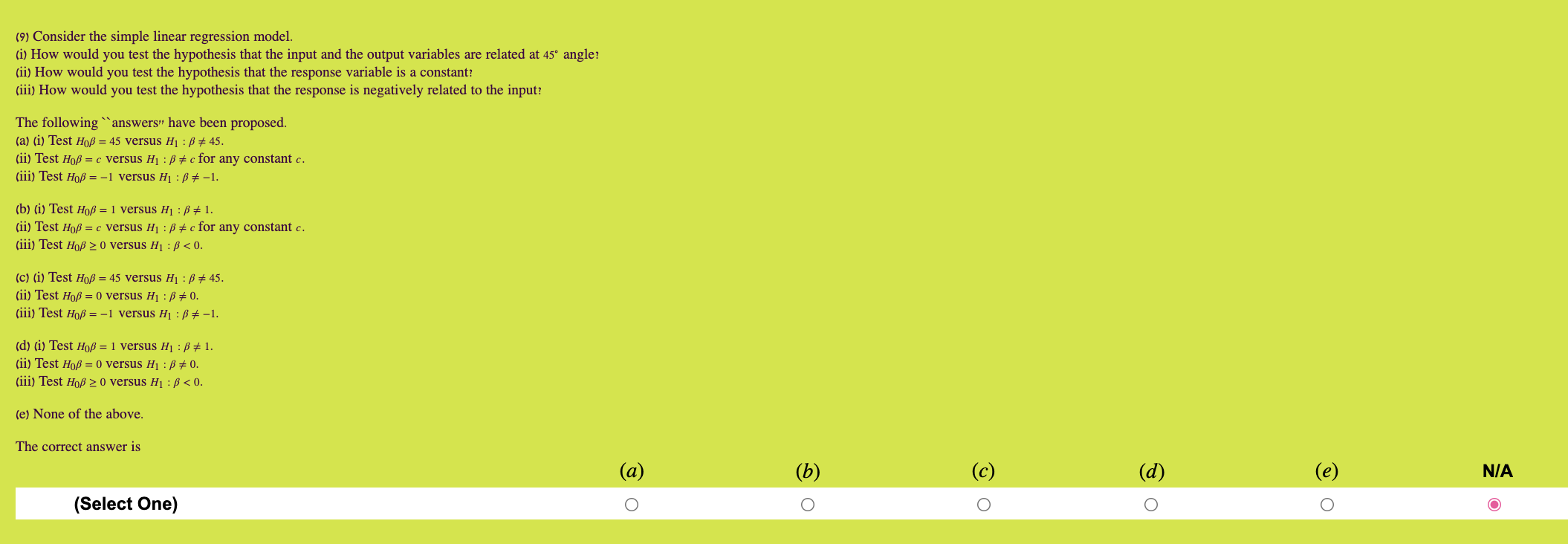 Solved 9 Consider The Simple Linear Regression Model I 8589