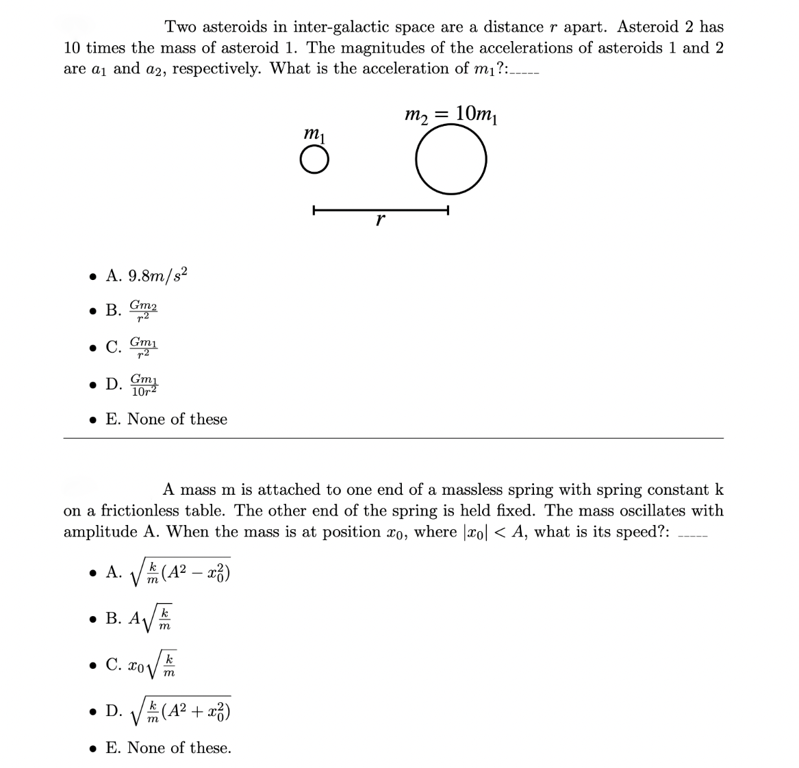 Solved Two asteroids in inter-galactic space are a distance | Chegg.com