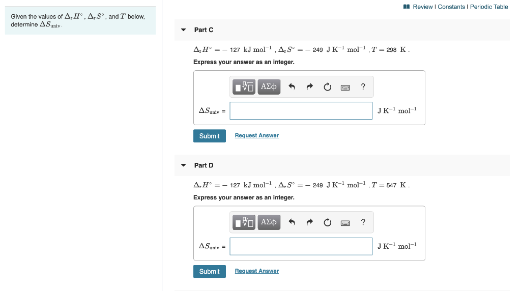 Solved MI Review Constants Periodic Table Given the values | Chegg.com