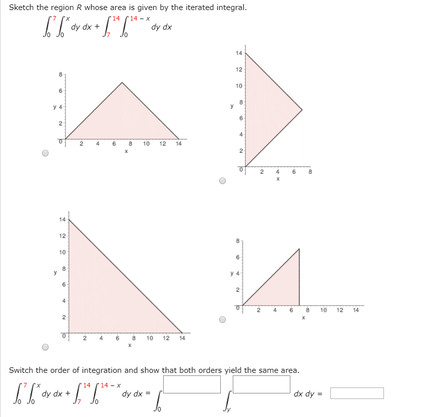 Solved Sketch the region R whose area is given by the | Chegg.com