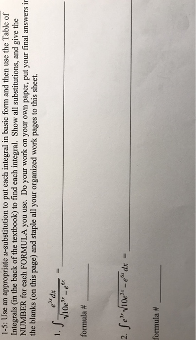 Solved 1-5: Use an appropriate u-substitution to put each | Chegg.com