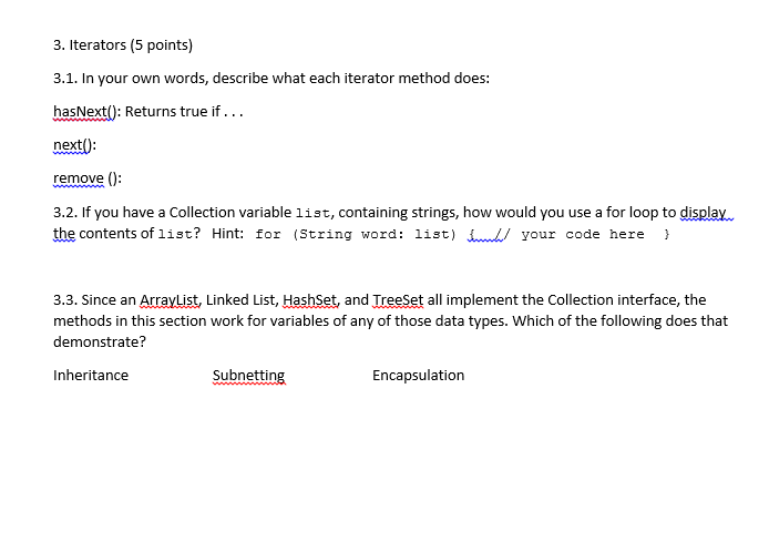 Solved 3 Iterators 5 Points 31 In Your Own Words 1966