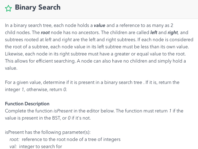 Solved: ☆ Binary Search In A Binary Search Tree, Each Node... | Chegg.com