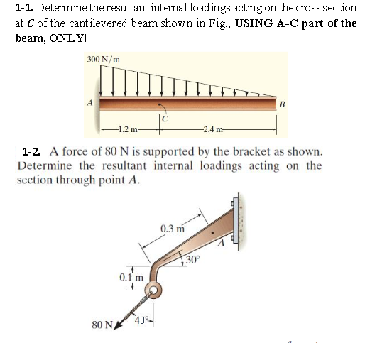 Solved 1-1. Determine the resultant internal load ings | Chegg.com