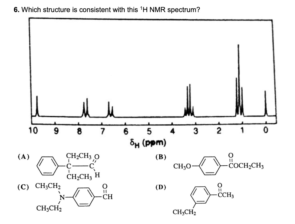 Solved 6. Which structure is consistent with this 1H NMR | Chegg.com