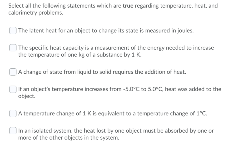 Solved Select all the following statements which are true | Chegg.com